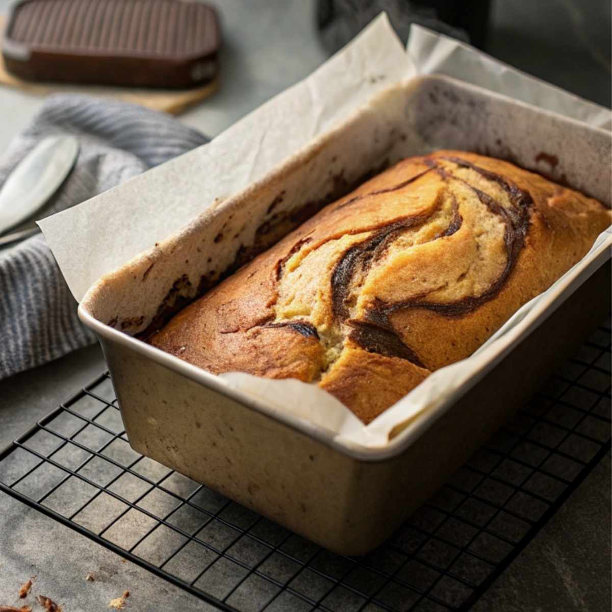 Easy Vanilla and Chocolate Marble Loaf Cake Recipe
