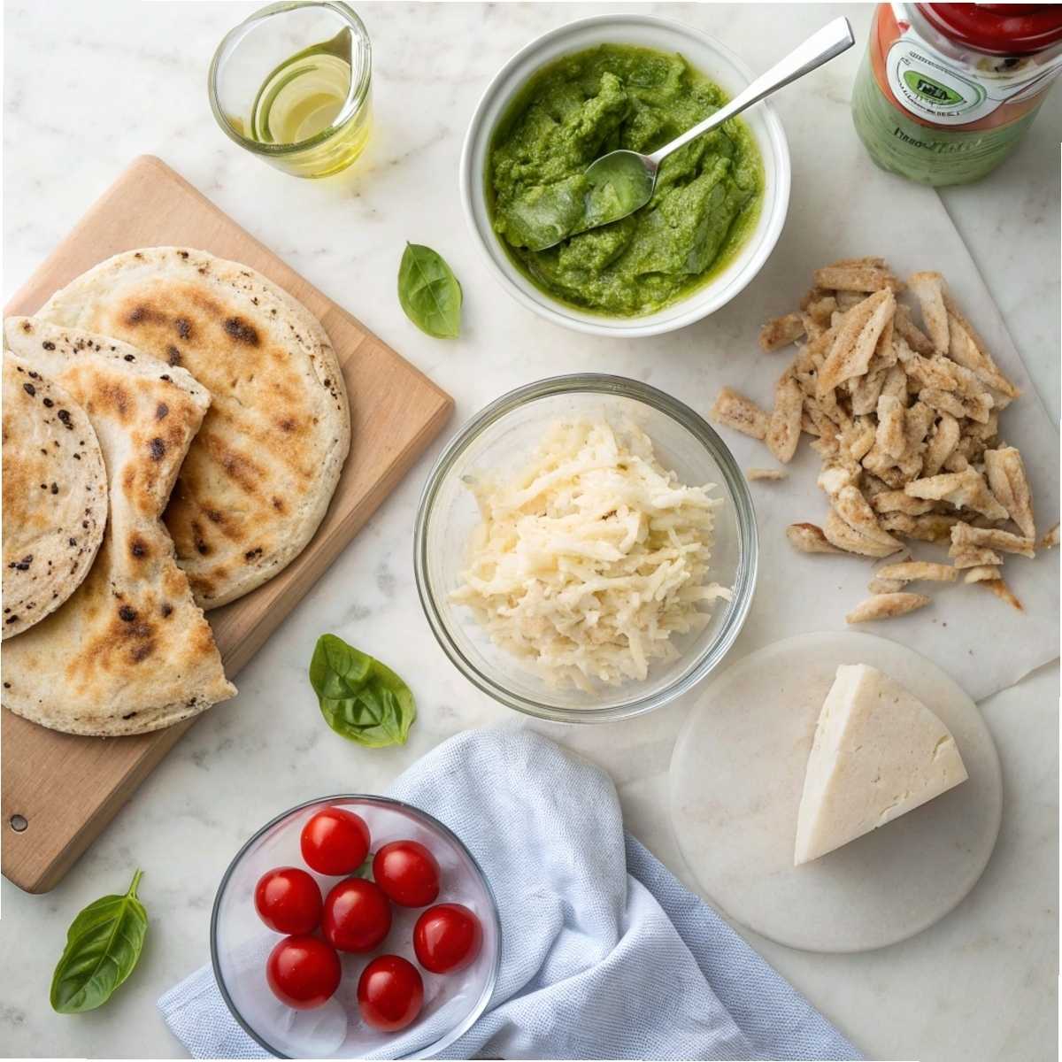 Easy Pesto Chicken Flatbread (Ready in 20 Mins!)